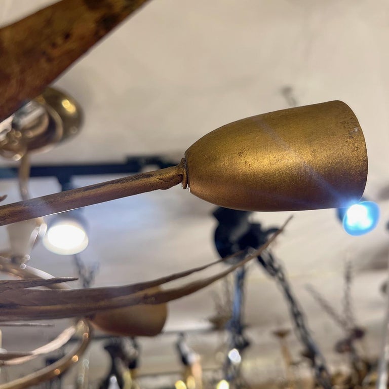 Foliage Gilt Metal Light Fixture For Sale at 1stDibs