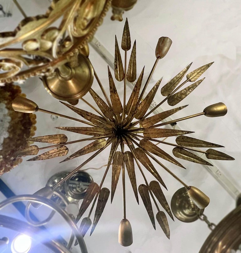 Foliage Gilt Metal Light Fixture For Sale at 1stDibs