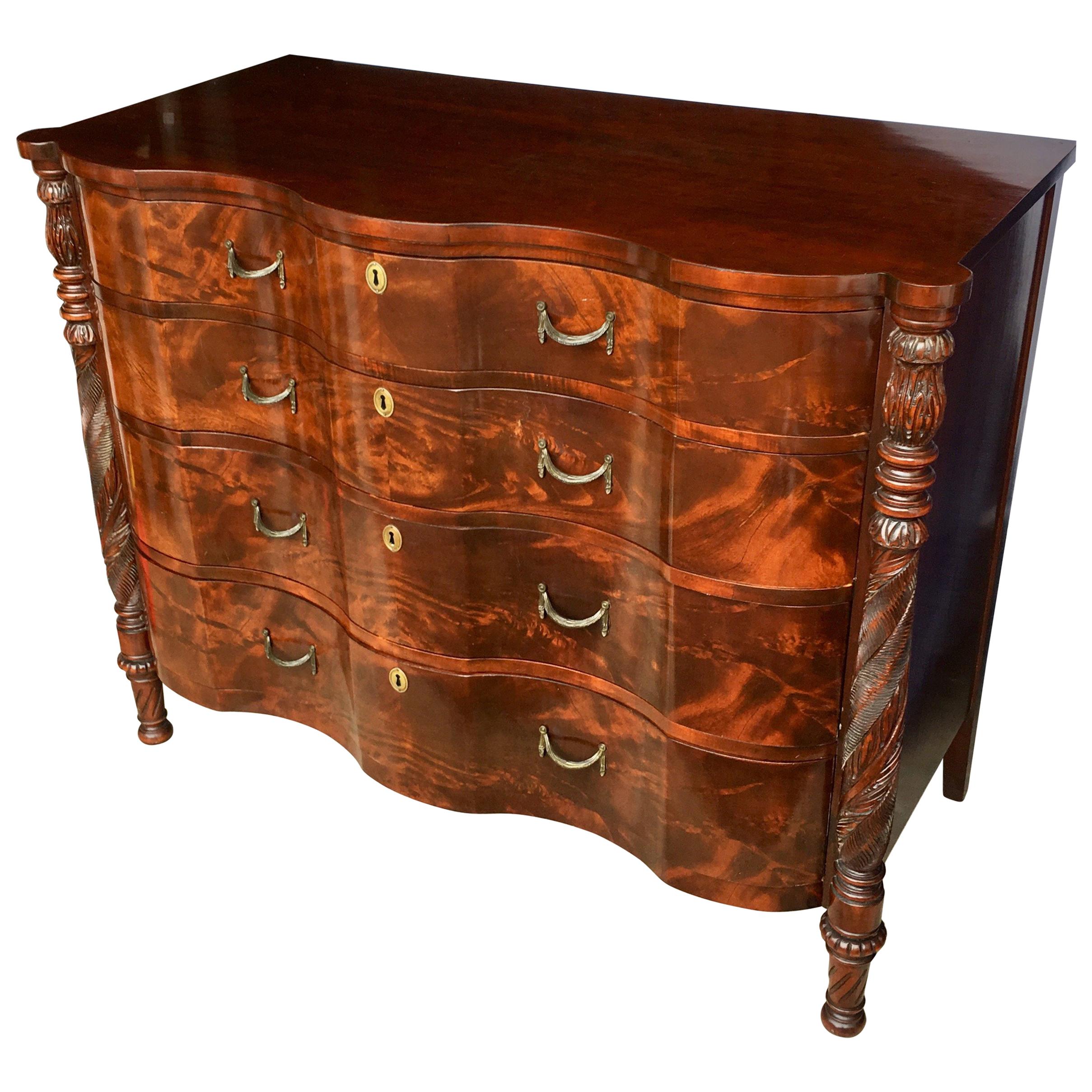 Foliate Carved Mahogany Wood Bowed Chest of Drawers at 1stDibs ...