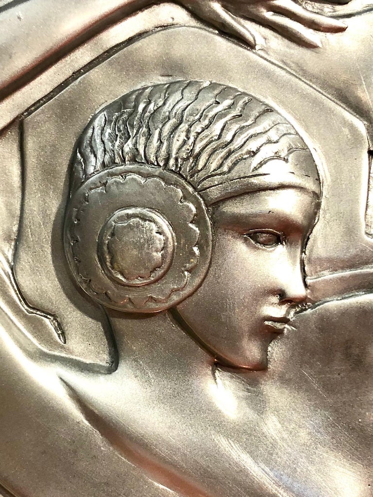 Folies Bergère, Art Deco Style Silver Relief in Resin, after Maurice ...