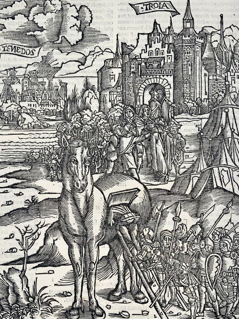 Folio Gruninger Woodcut Leaf from Virgil’s Aeneid, Trojan Horse For ...