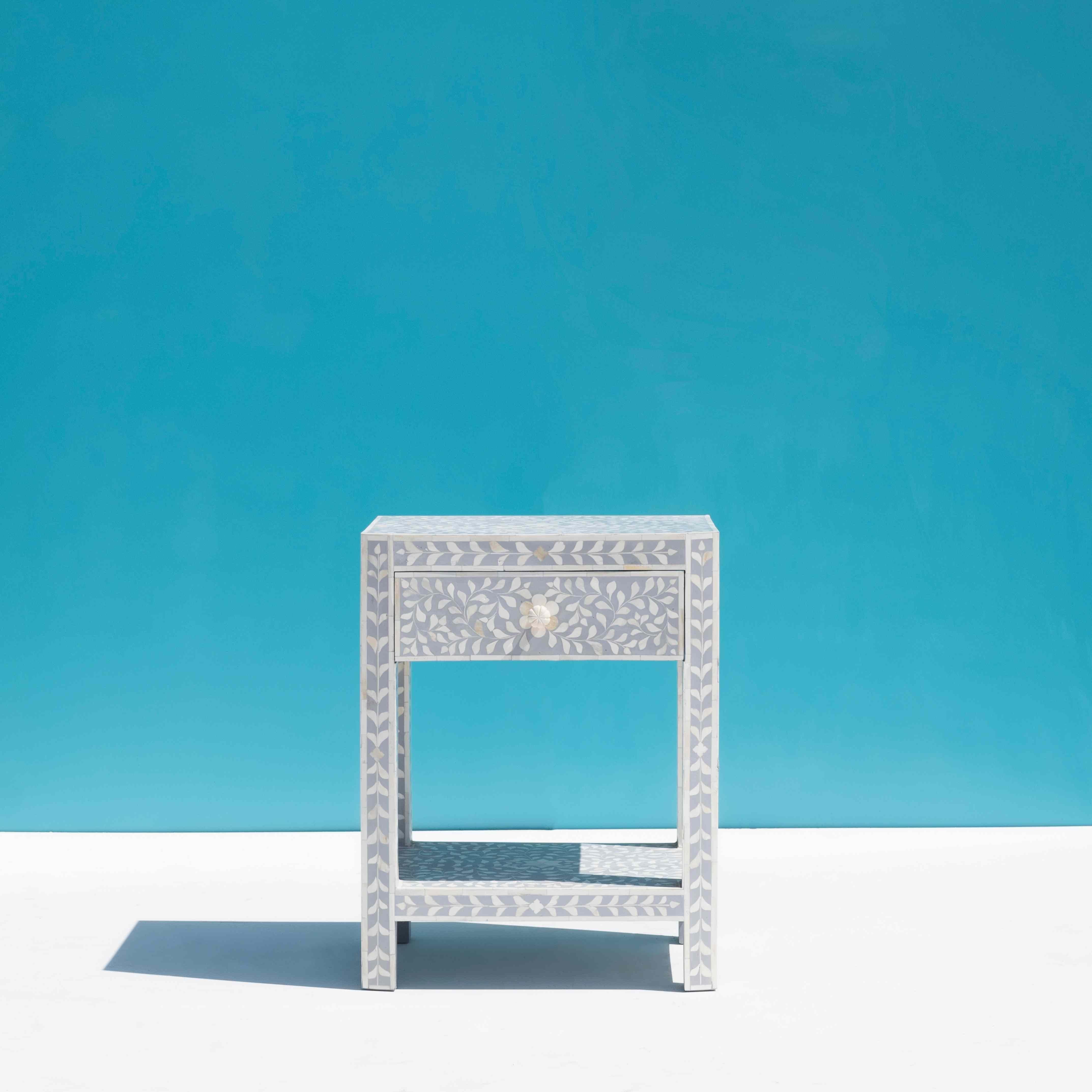 Foliole Indian Bone Inlay Nightstand For Sale at 1stDibs