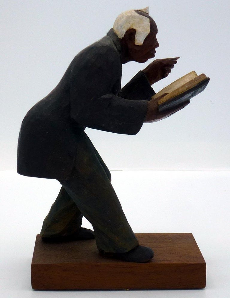 Folk Art African-American Preacher in Mid-Sermon with Bible, by Jack ...