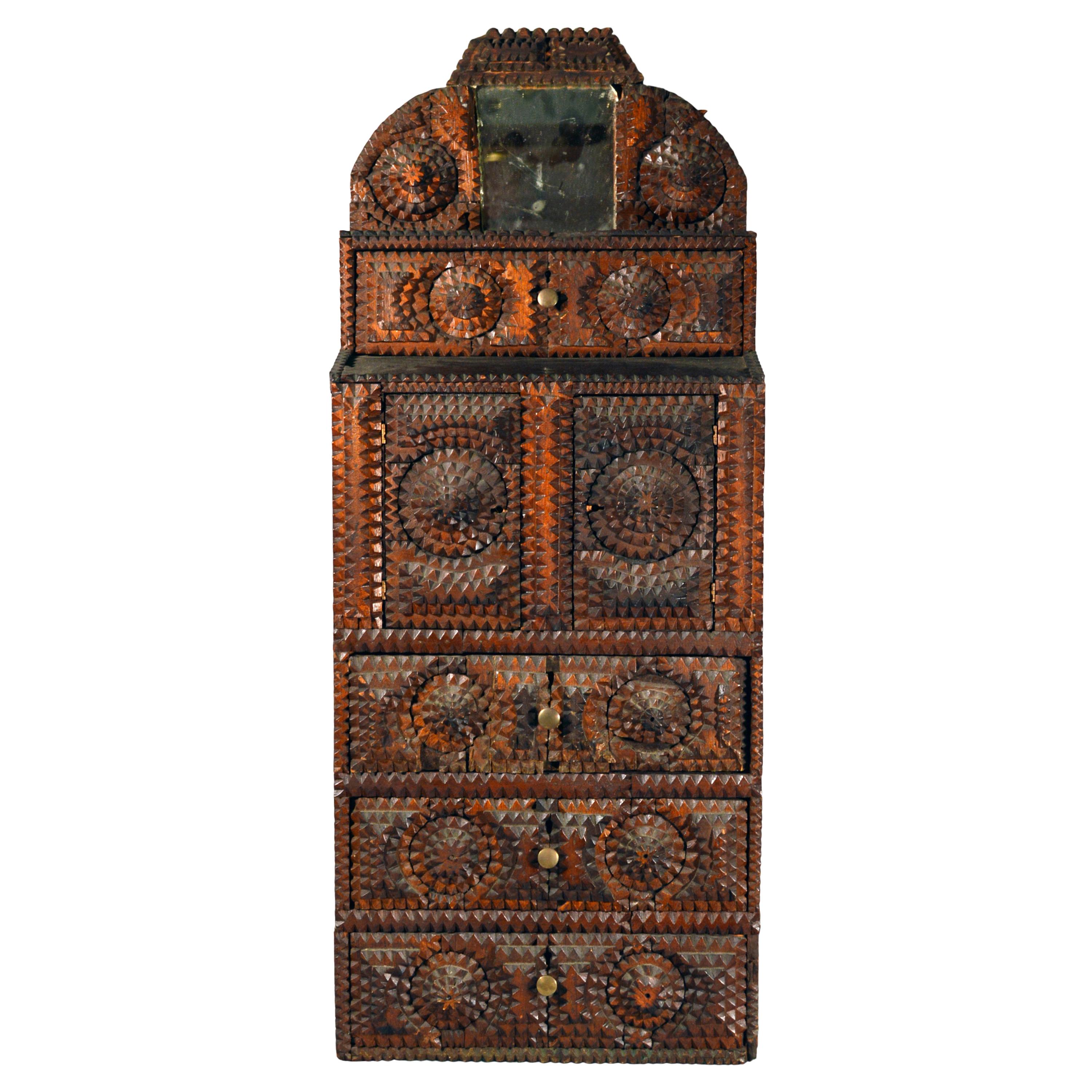 Tramp Art Cabinet, Signed by Michael Lavery For Sale at 1stDibs