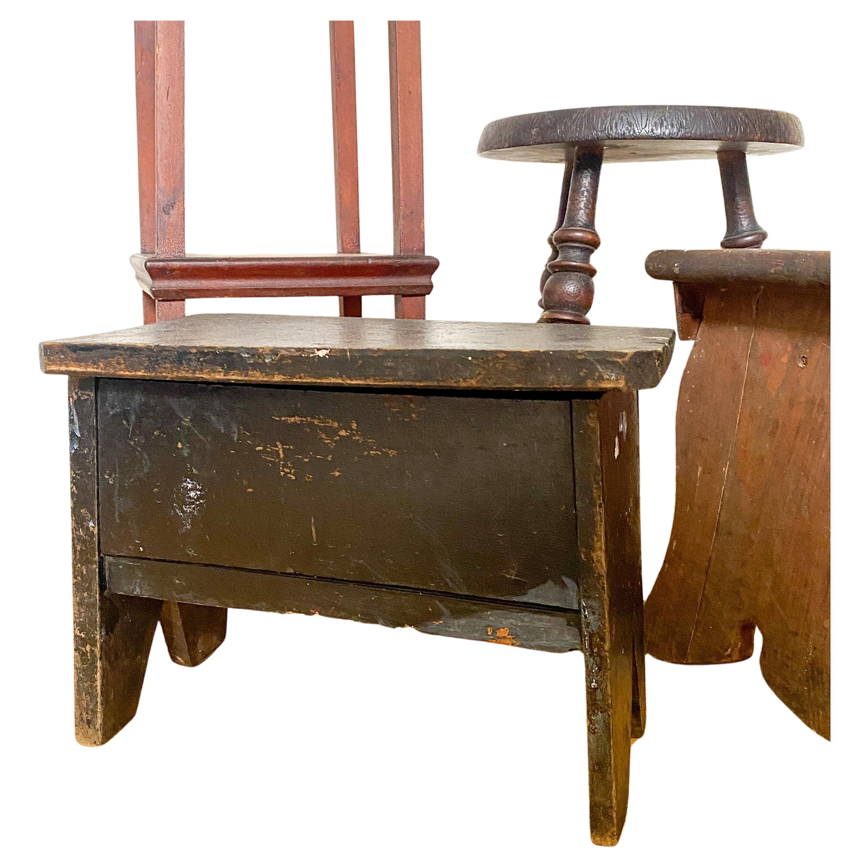 Folk Art Box Stool For Sale at 1stDibs