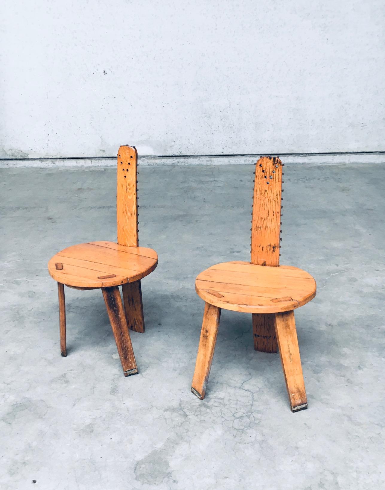 Folk Art Brutalist Design SAW Back Side Chair set, France 1960's For ...