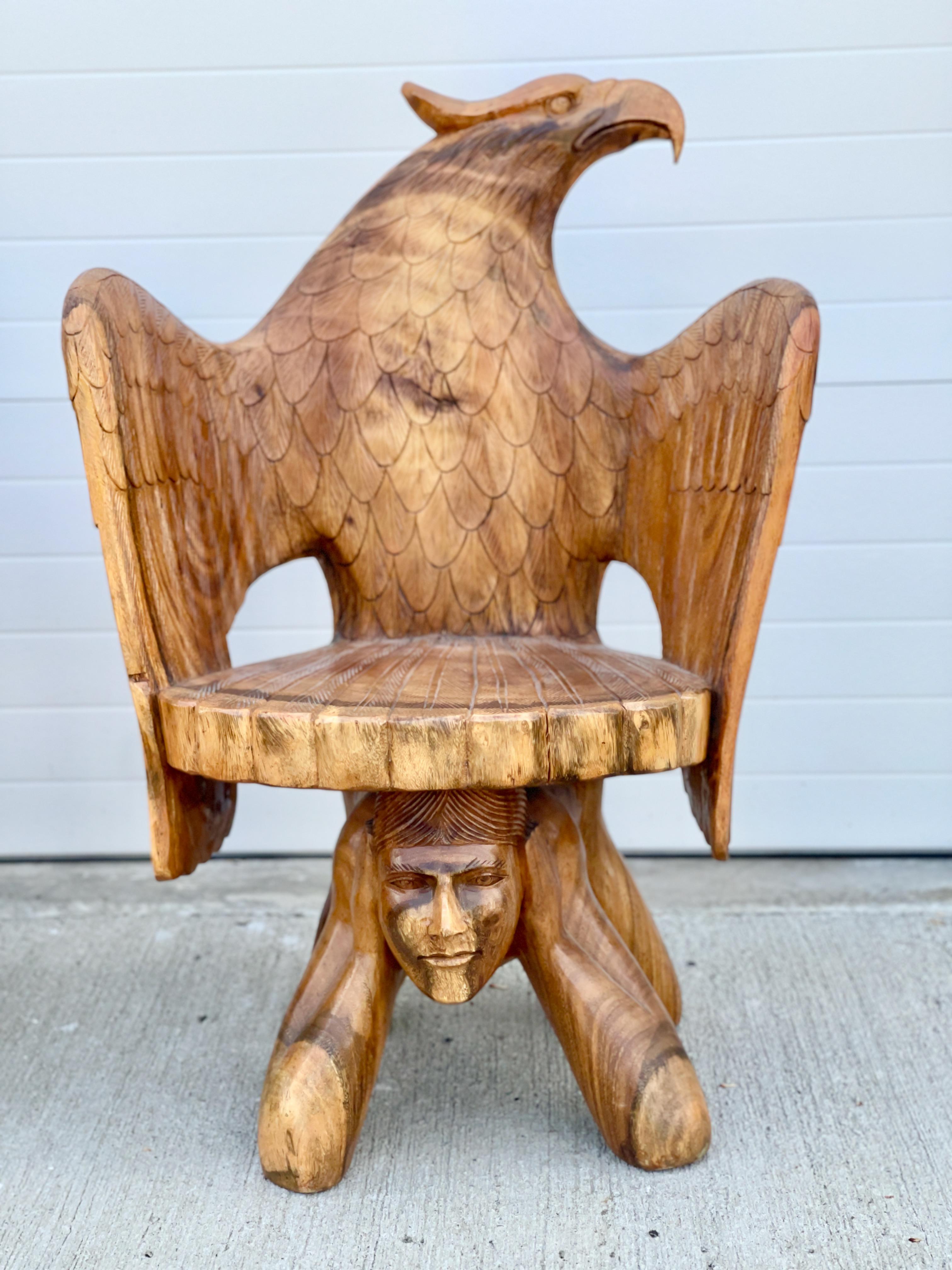 Folk Art Carved Eagle Chairs For Sale at 1stDibs