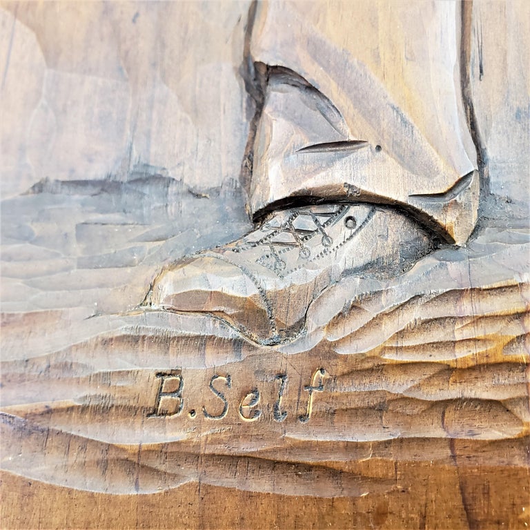 Folk Art Carved Panel of Two Brothers Titled: "He Ain't Heavy, He's My ...