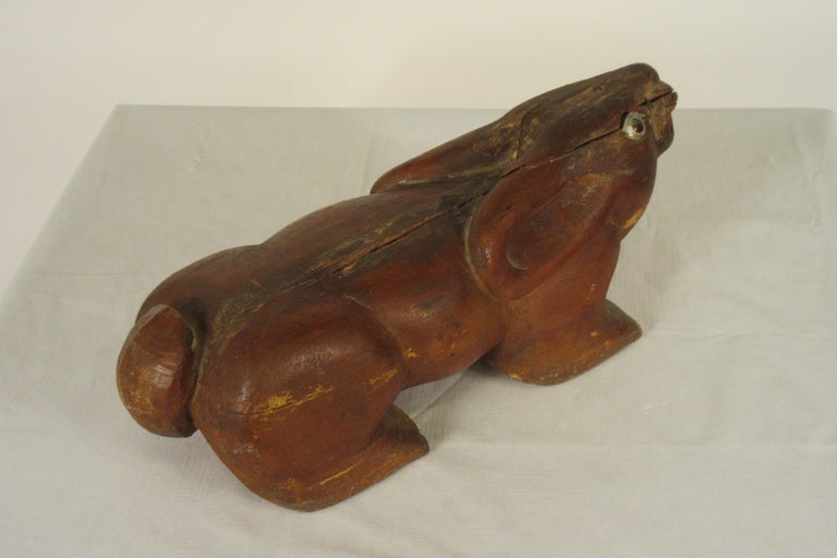 Folk Art Carved Wood Rabbit at 1stDibs