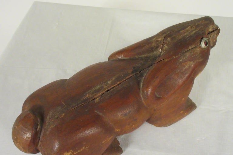 Folk Art Carved Wood Rabbit at 1stDibs