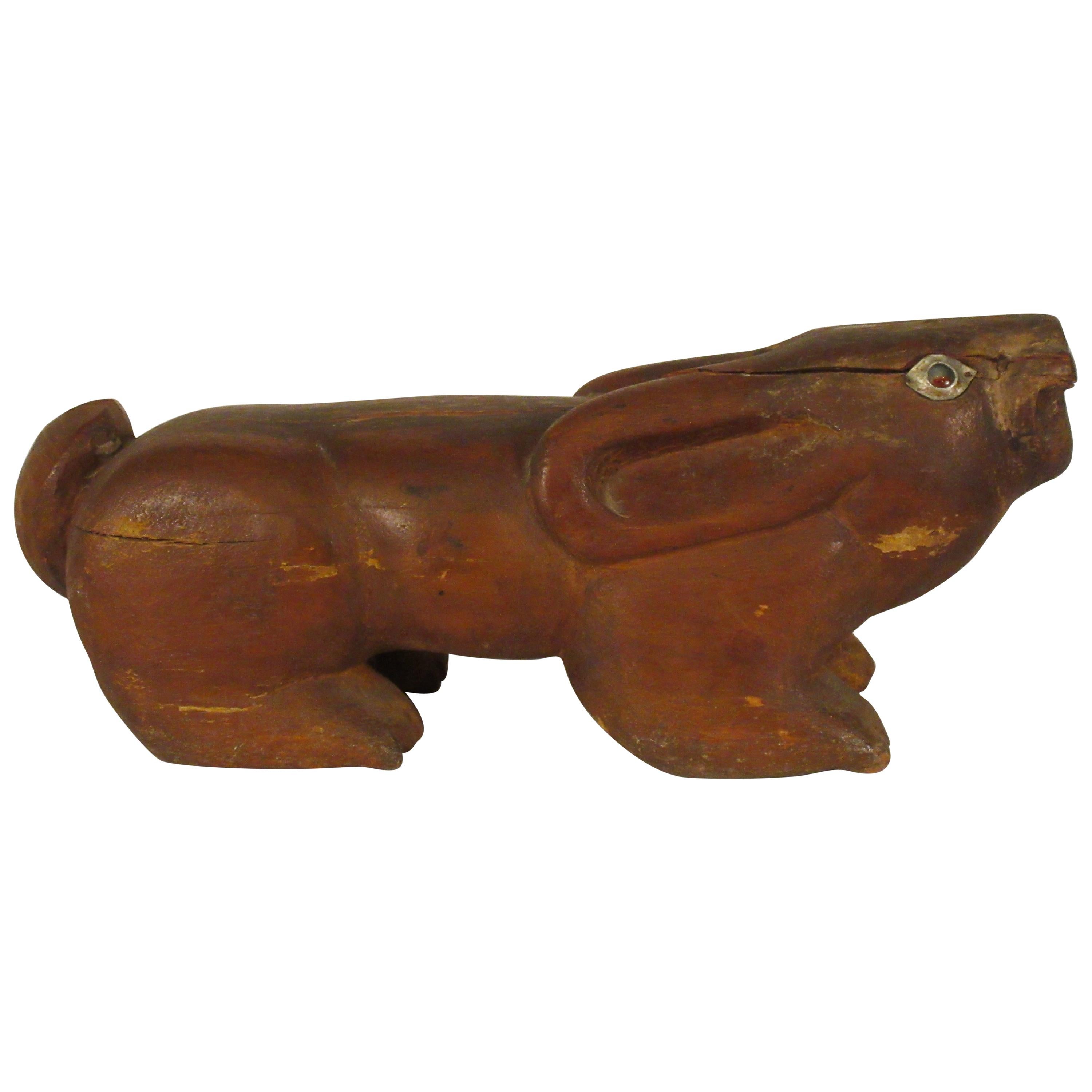 Folk Art Carved Wood Rabbit at 1stDibs