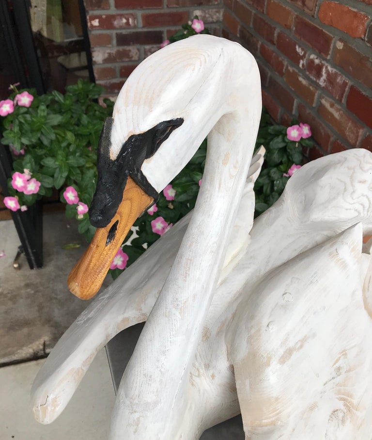 Folk Art Carved Wood Swan Sculpture at 1stDibs | folk art sculpture for ...