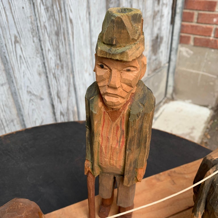 Folk Art Centerpiece Sculpture of Swedish Potato Farmers For Sale at ...