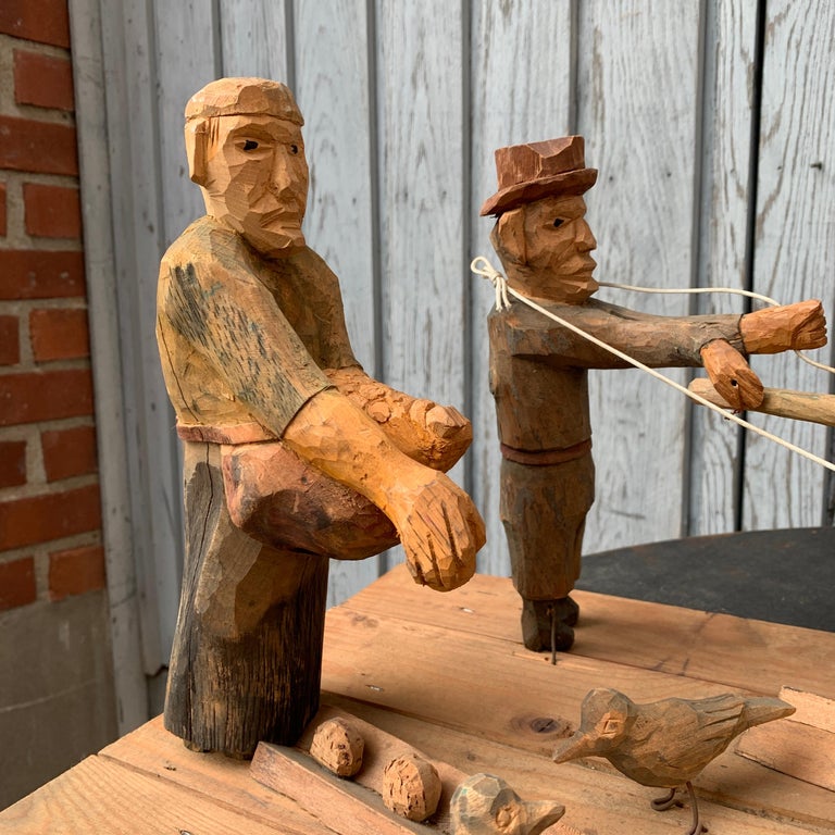 Folk Art Centerpiece Sculpture of Swedish Potato Farmers For Sale at ...