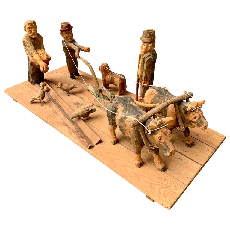 Folk Art Centerpiece Sculpture of Swedish Potato Farmers For Sale at ...