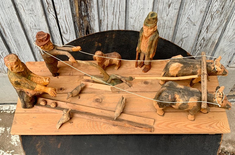 Folk Art Centerpiece Sculpture of Swedish Potato Farmers For Sale at ...