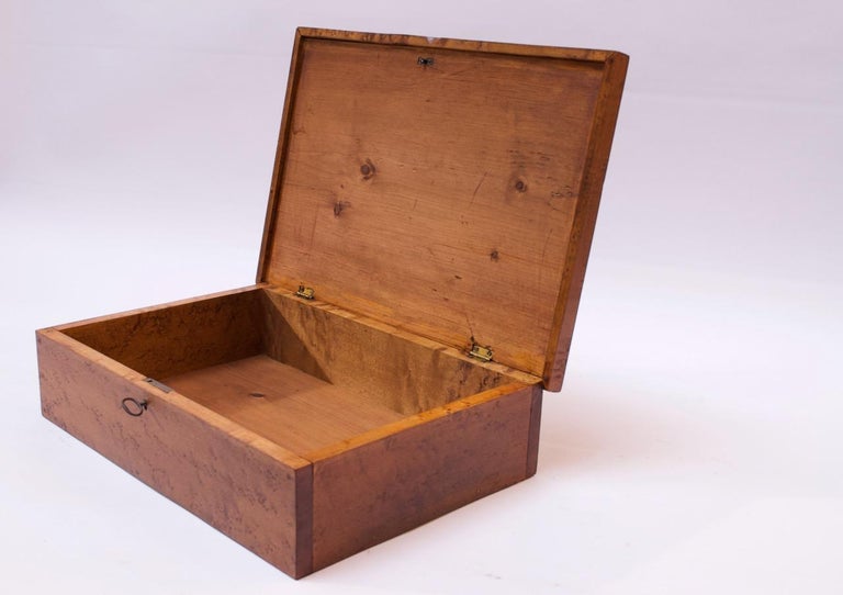 Folk Art Deco Maple Burl Wood Decorative Lock Box with Inlay Detail For ...