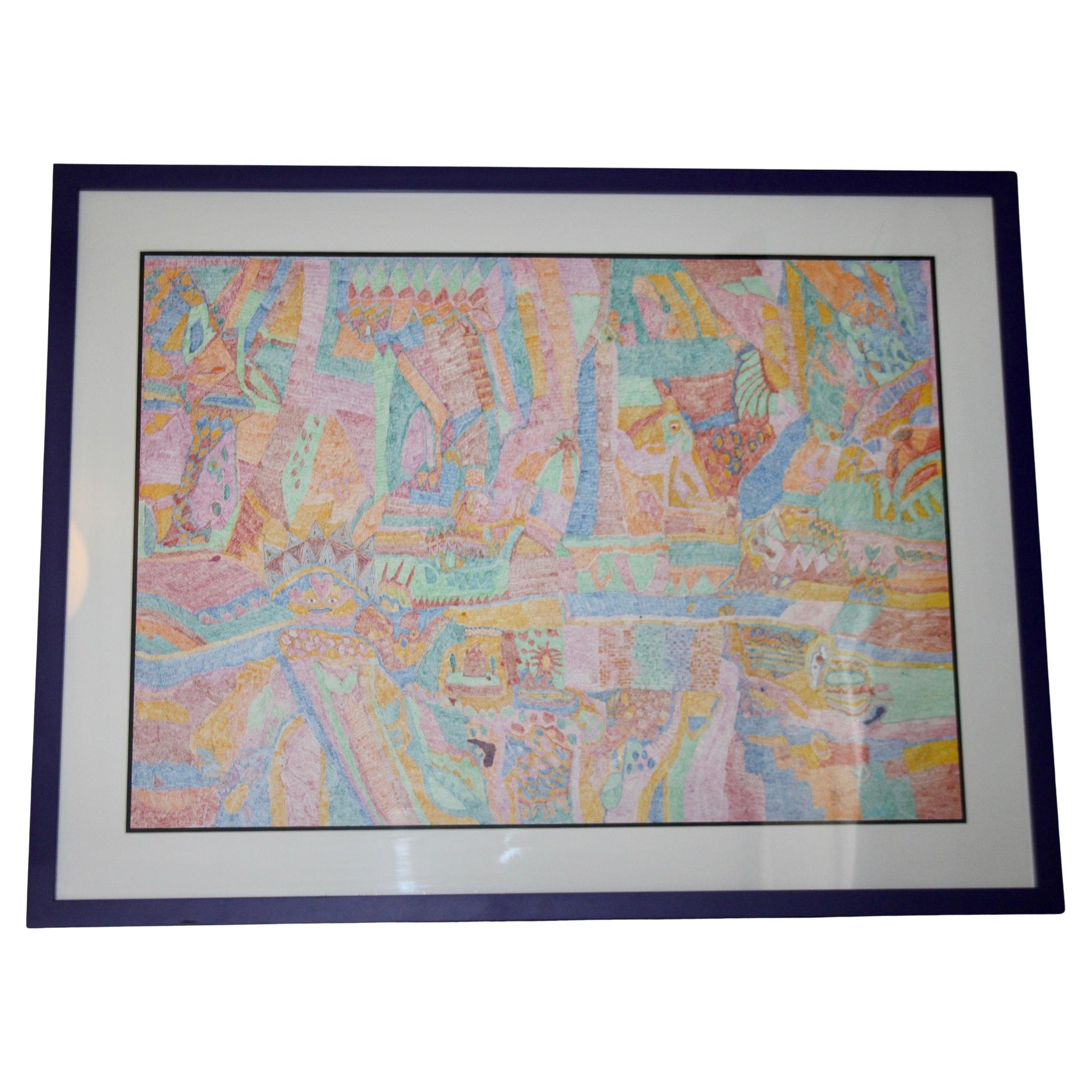 French folk art painting For Sale at 1stDibs