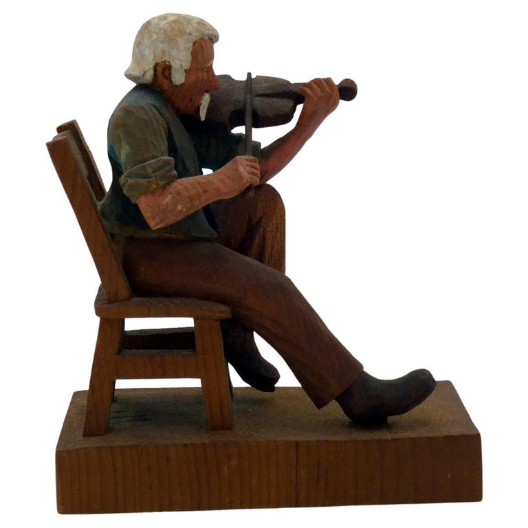 Folk Art fiddle player with long mustache, playing violin, by Jack ...