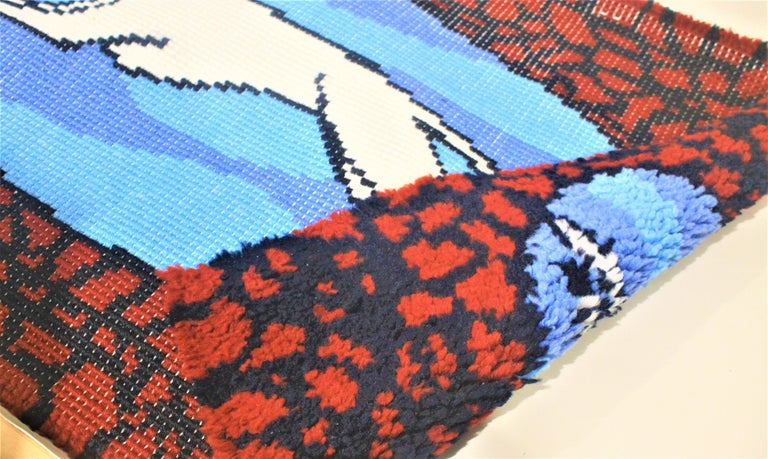 Folk Art Greyhound Bus Lines Logo Hooked Rug or Wall Hanging For Sale ...