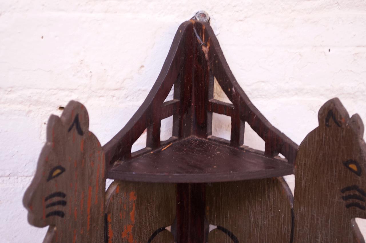 Folk Art Hand Carved 'Squirrel' Corner Shelf at 1stDibs