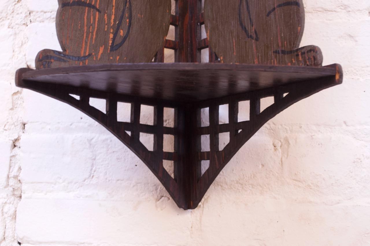 Folk Art Hand Carved 'Squirrel' Corner Shelf at 1stDibs