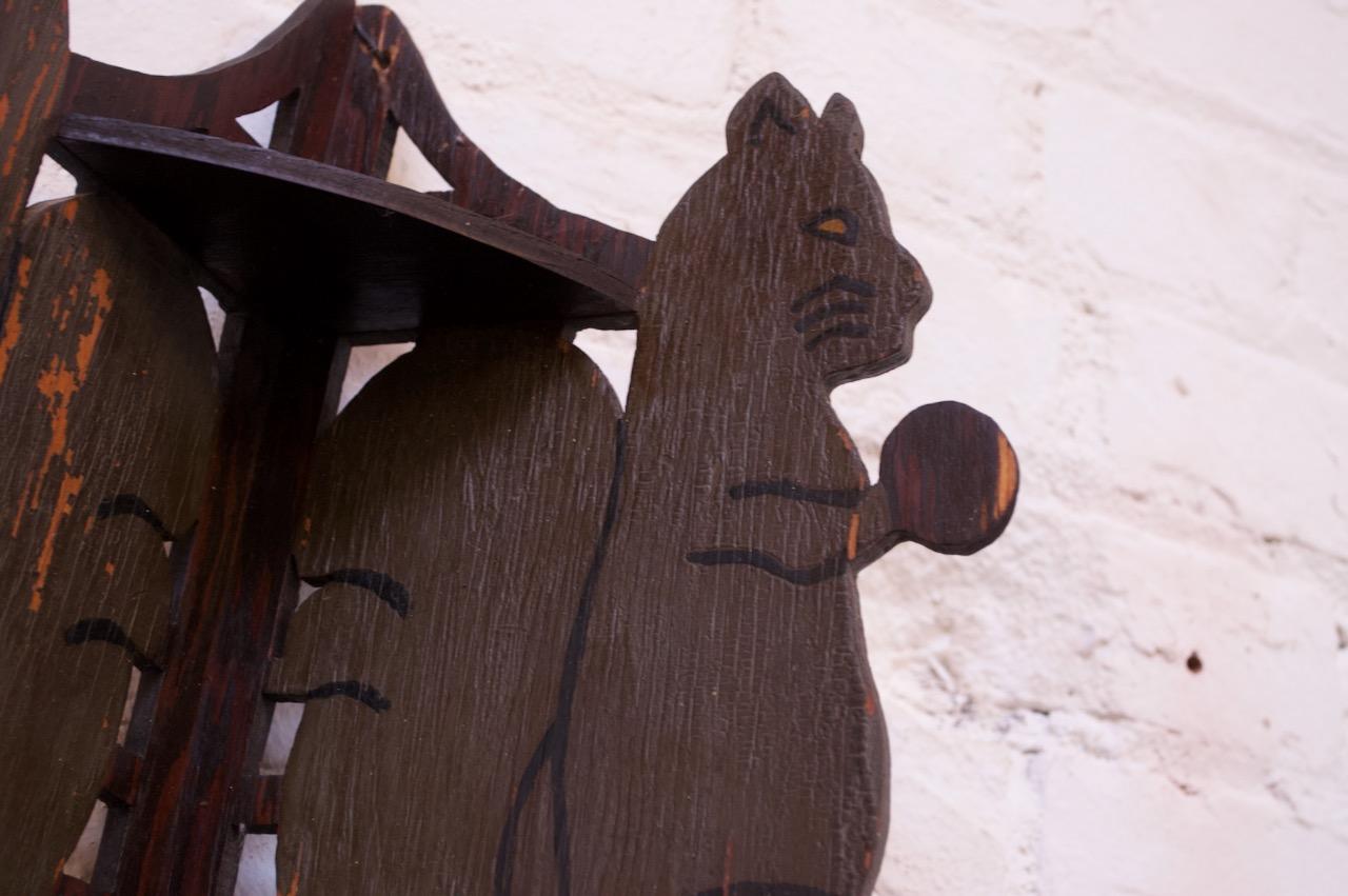 Folk Art Hand Carved 'Squirrel' Corner Shelf at 1stDibs