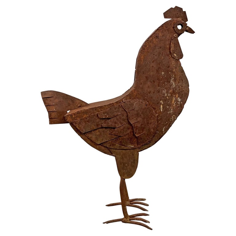 Folk Art Hand-Made Iron Rooster For Sale at 1stDibs