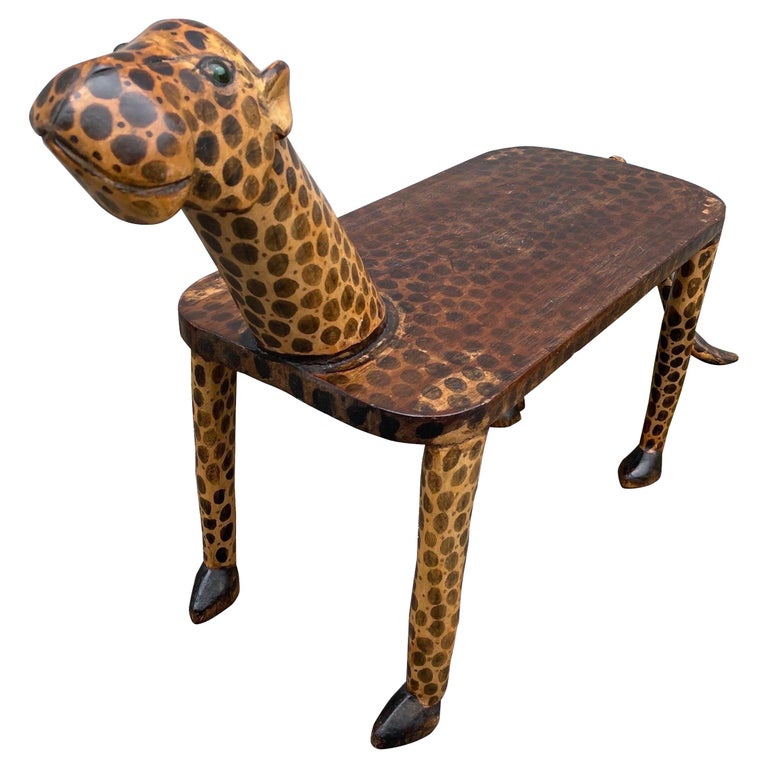 Folk Art Leopard Bench For Sale at 1stDibs