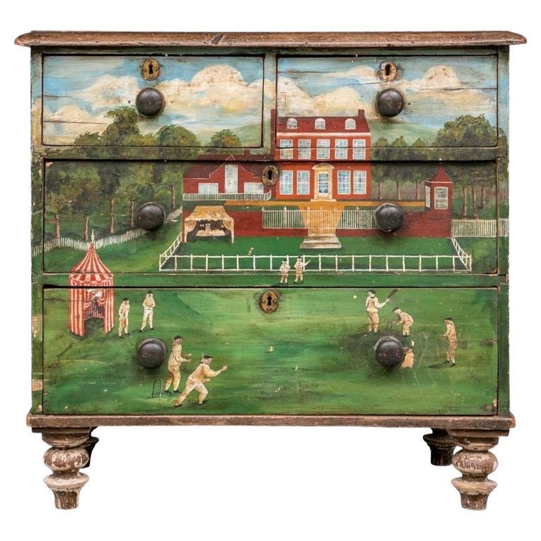 Diminutive Scottish Grained and Yellow Painted Chest of Drawers Folk ...