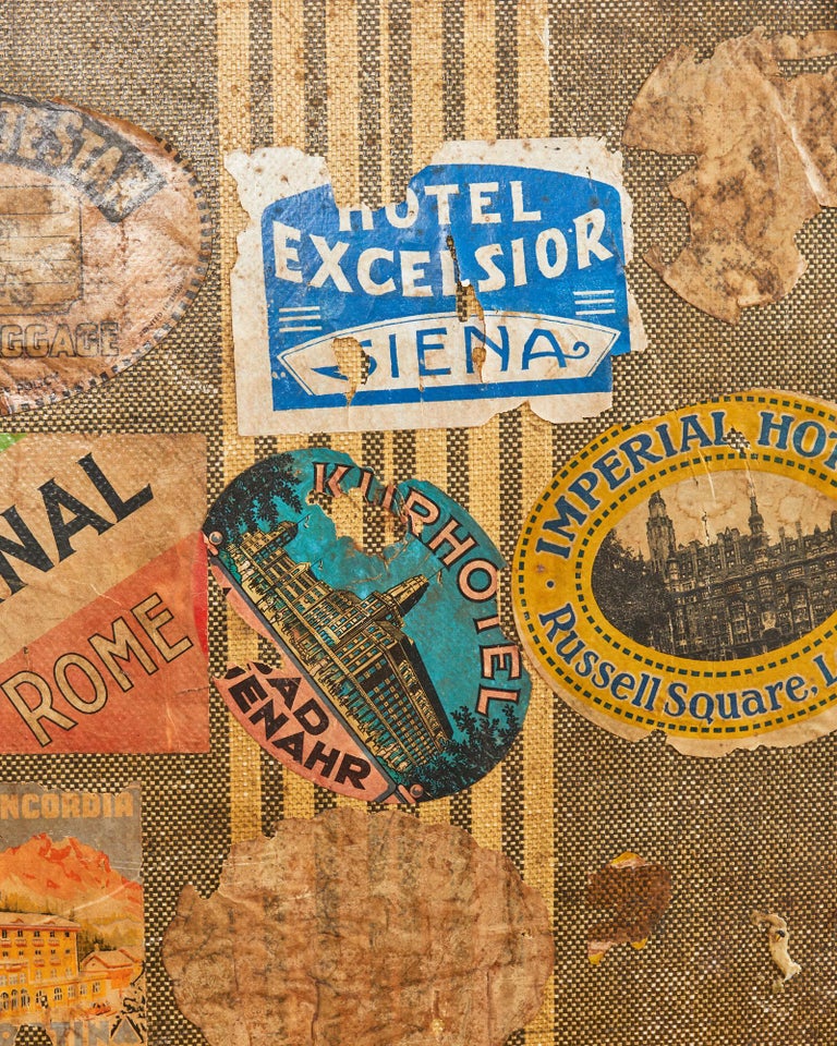 Folk Art Painted Face Suitcase by Artist Ira Yeager For Sale at 1stDibs