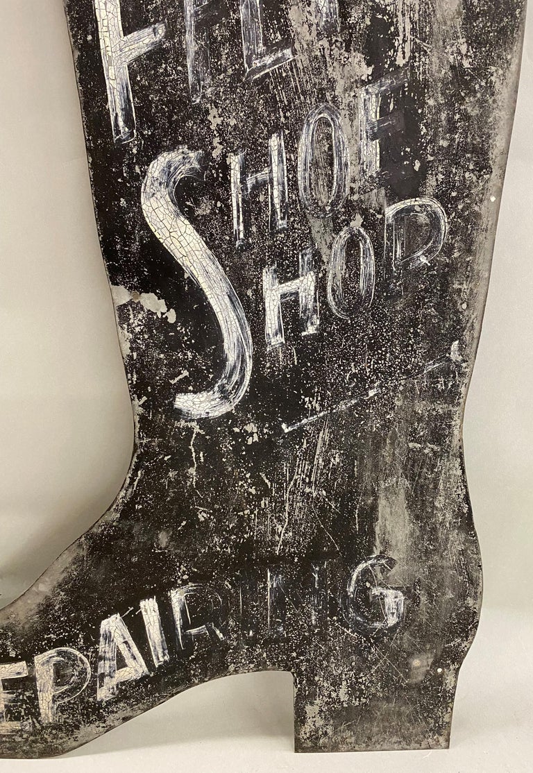 Folk Art Painted Metal Advertising Trade Sign, Felton Shoe Shop ...