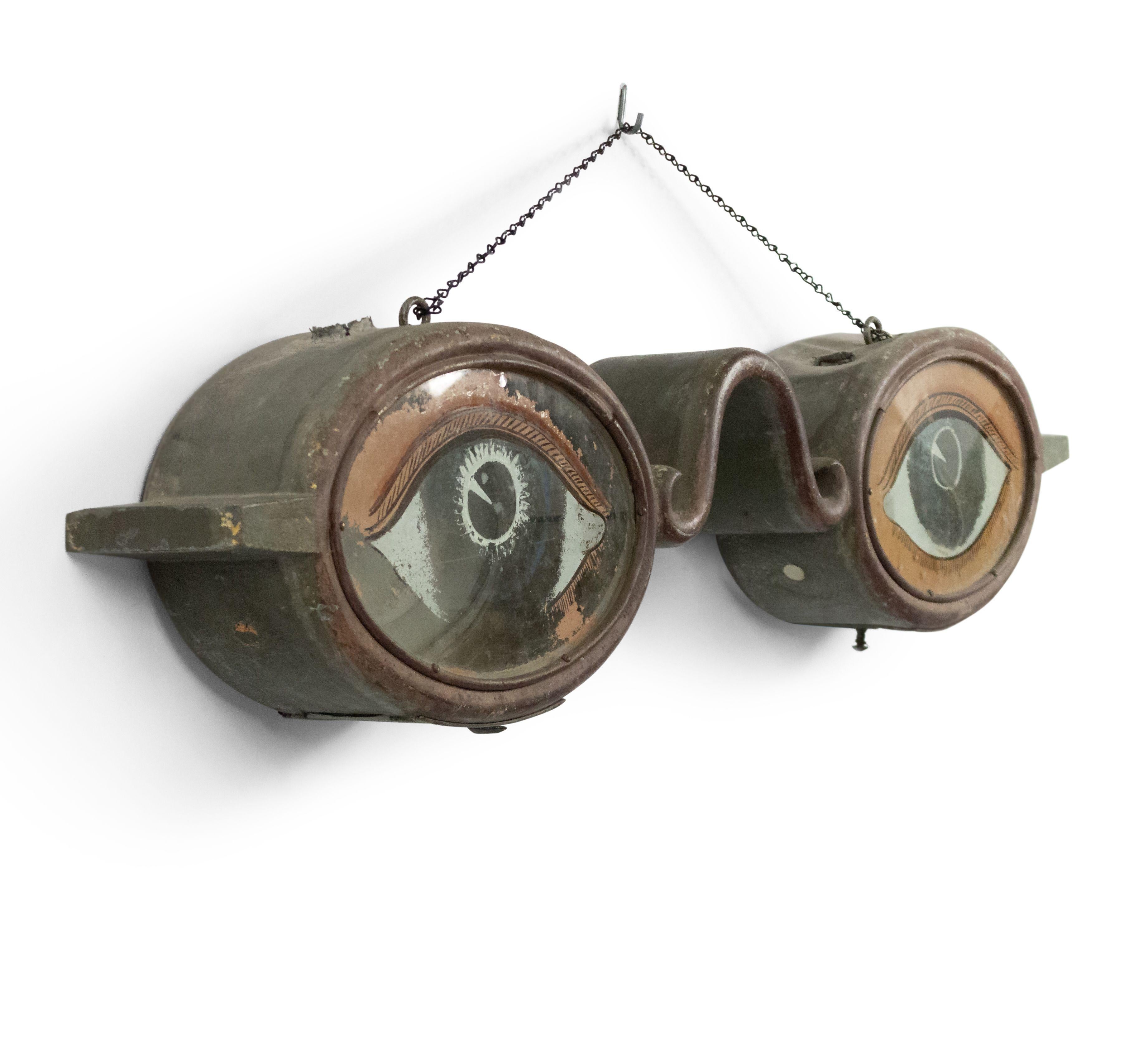 Folk Art Polychrome Tole and Glass Optometrist Trade Sign at 1stDibs