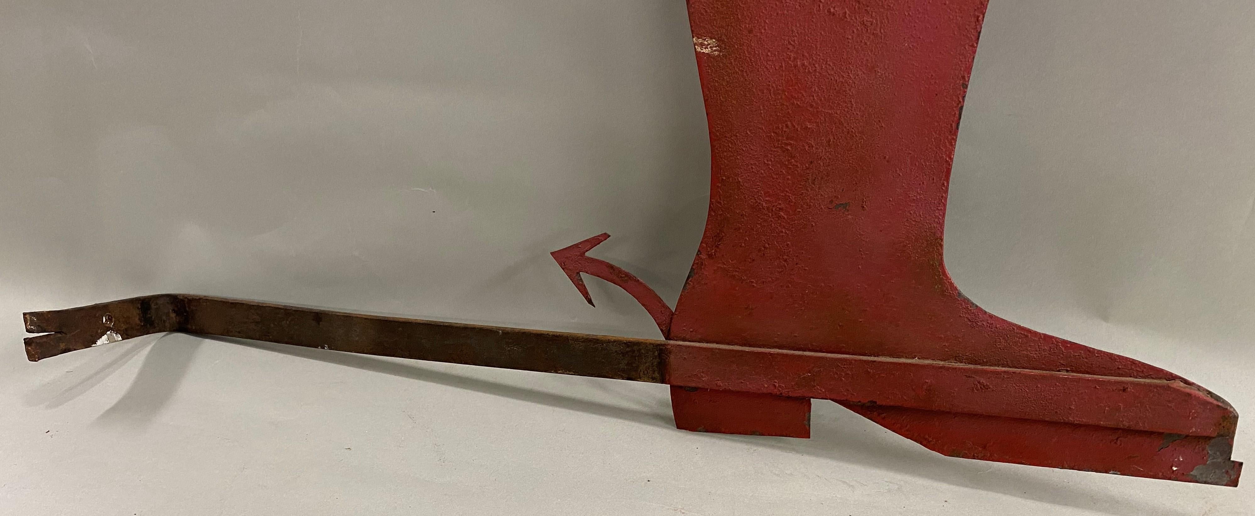 Folk Art Red Painted Boot Advertising Trade Sign with Spur For Sale at ...
