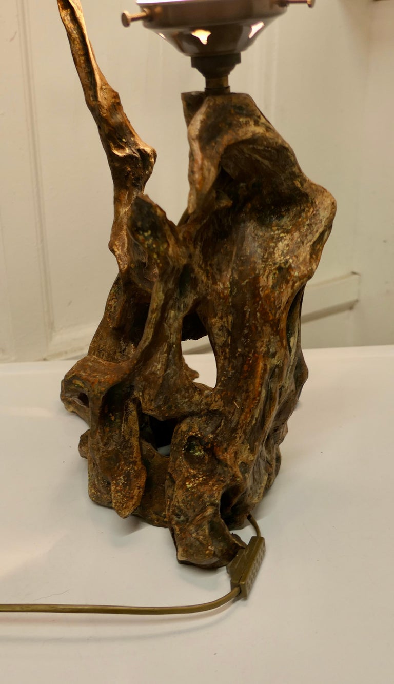 Folk Art Root Carved Table Lamp For Sale at 1stDibs