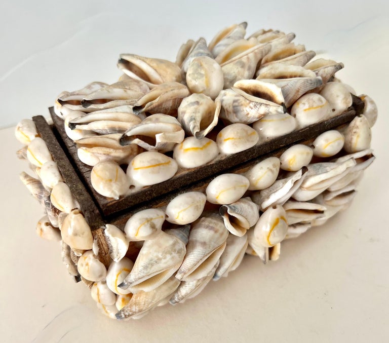 Folk Art Shell Encrusted Lidded Box For Sale at 1stDibs