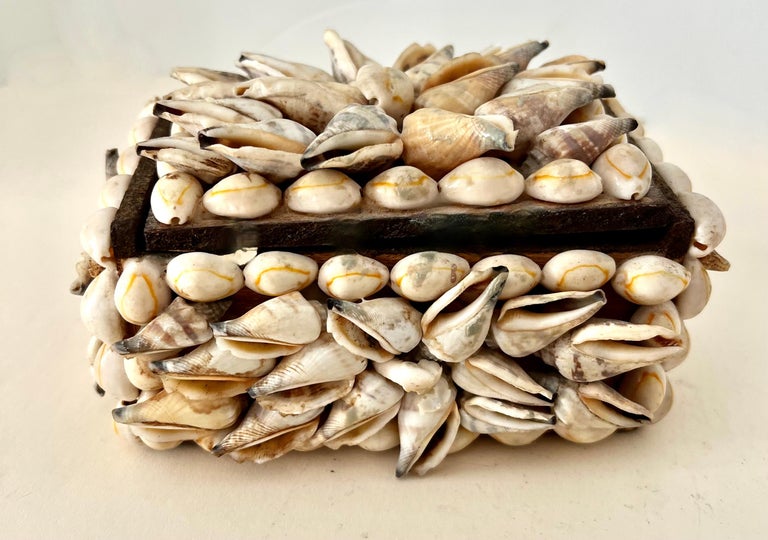 Folk Art Shell Encrusted Lidded Box For Sale at 1stDibs