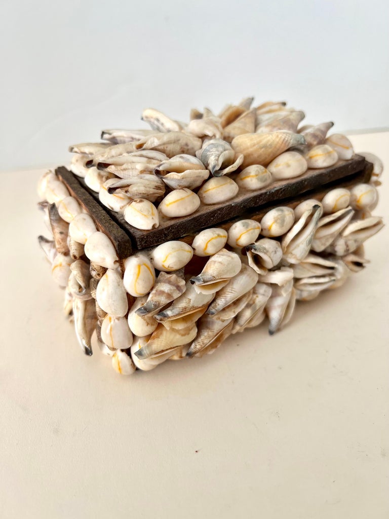 Folk Art Shell Encrusted Lidded Box For Sale at 1stDibs