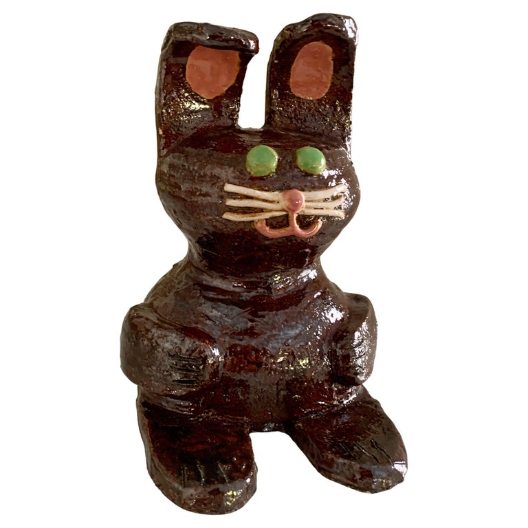 Folk Art Studio Pottery Bunny For Sale at 1stDibs