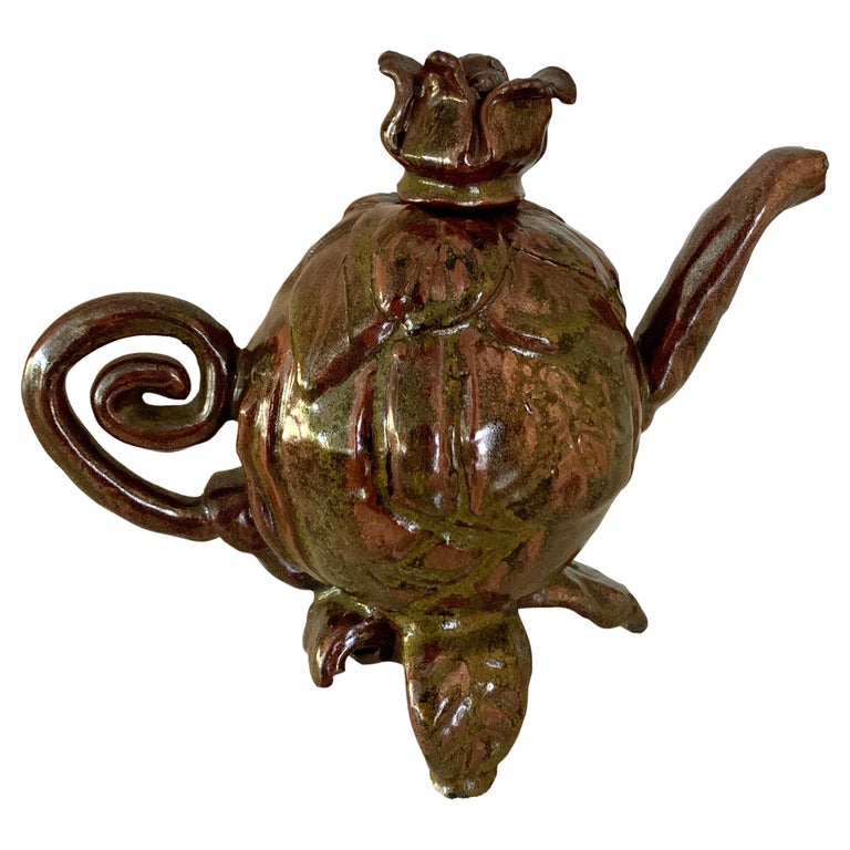 Folk Art Studio Pottery Teapot For Sale at 1stDibs