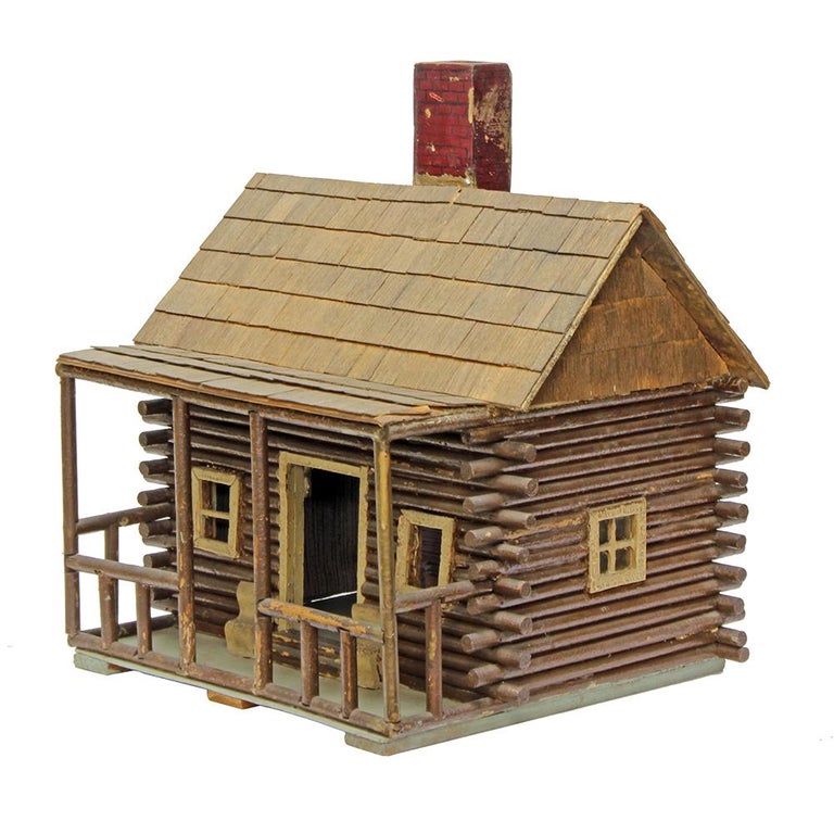 Folk Art Toy Log Cabin For Sale at 1stDibs