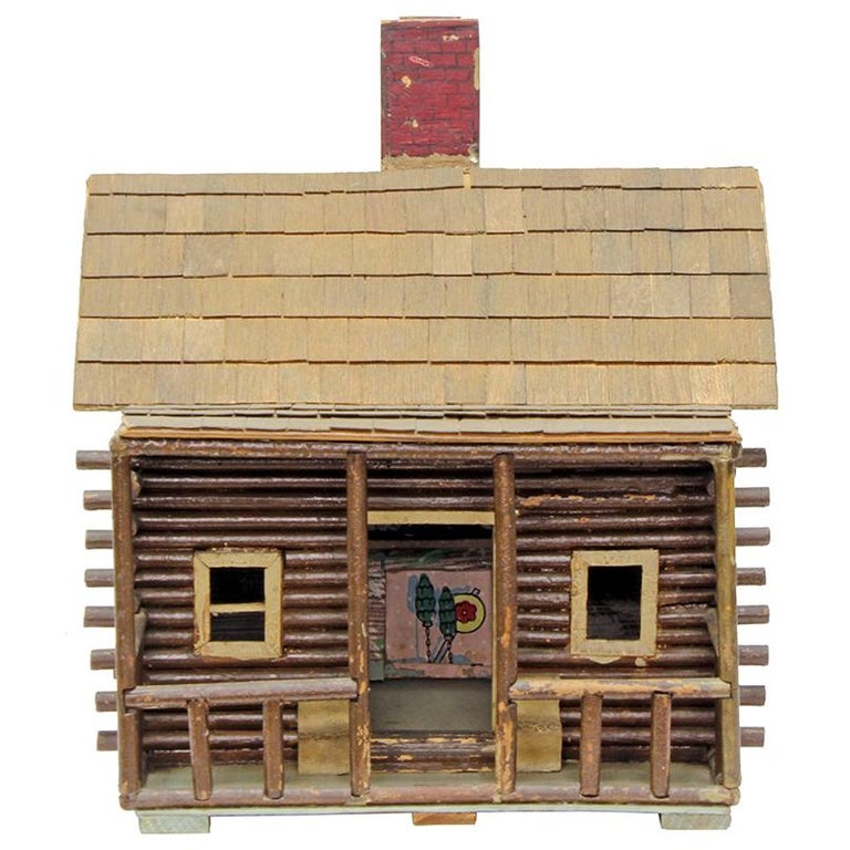 Folk Art Toy Log Cabin For Sale at 1stDibs