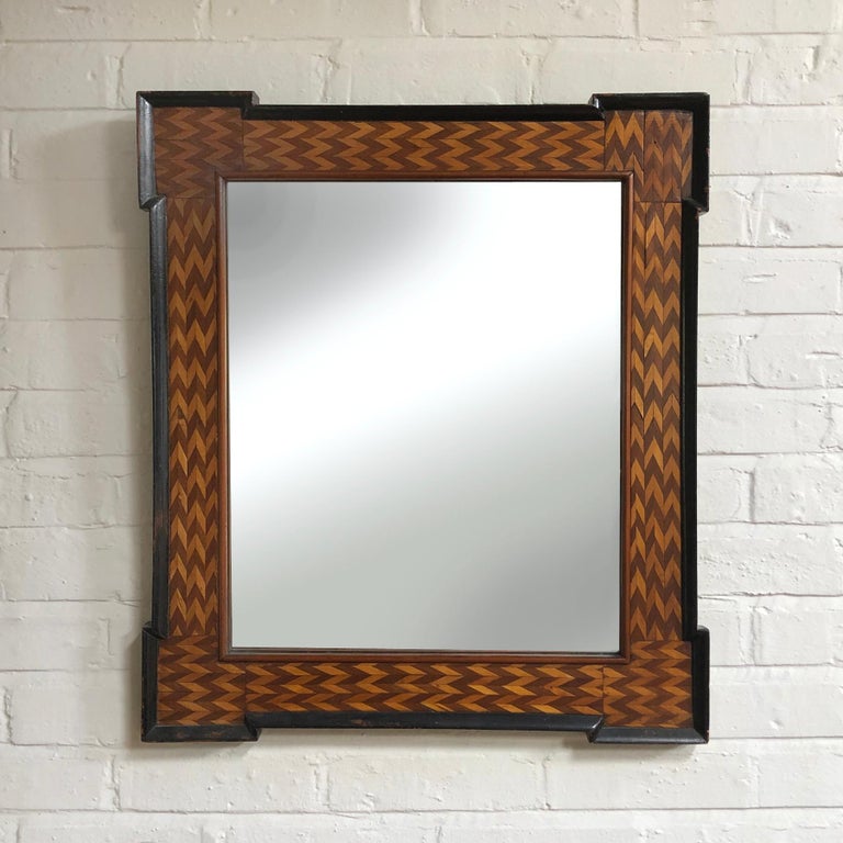 Folk Art/ Tramp Art Frame with Mirror at 1stDibs