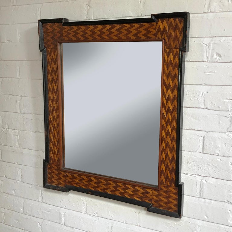 Folk Art/ Tramp Art Frame with Mirror at 1stDibs