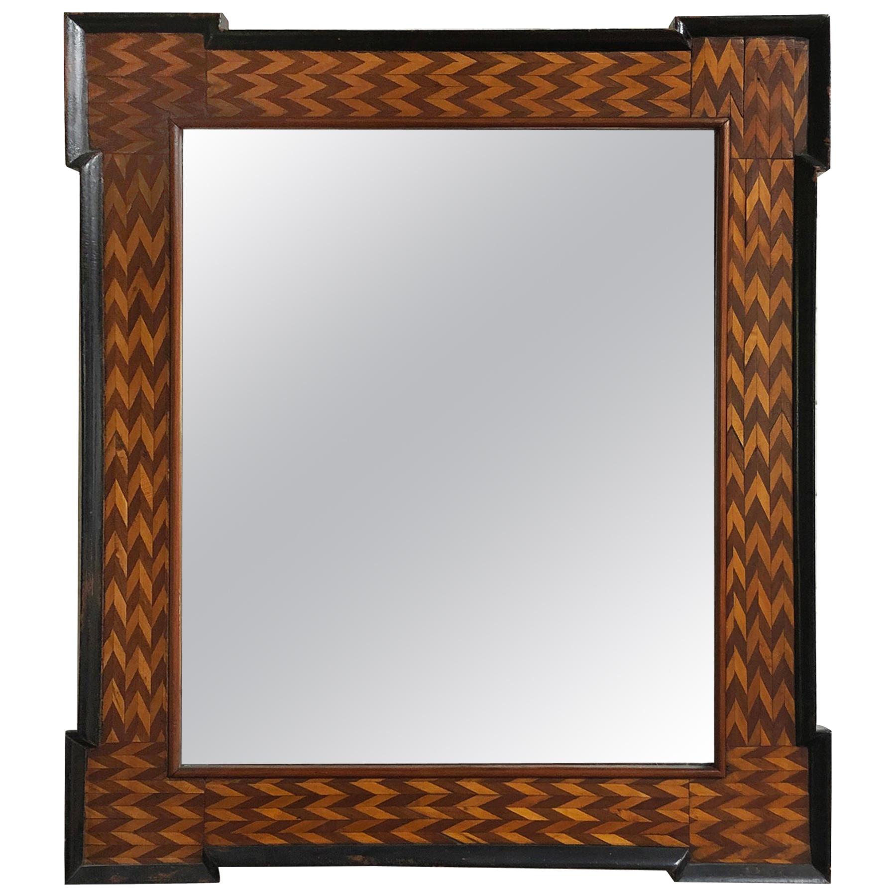 Folk Art/ Tramp Art Frame with Mirror at 1stDibs