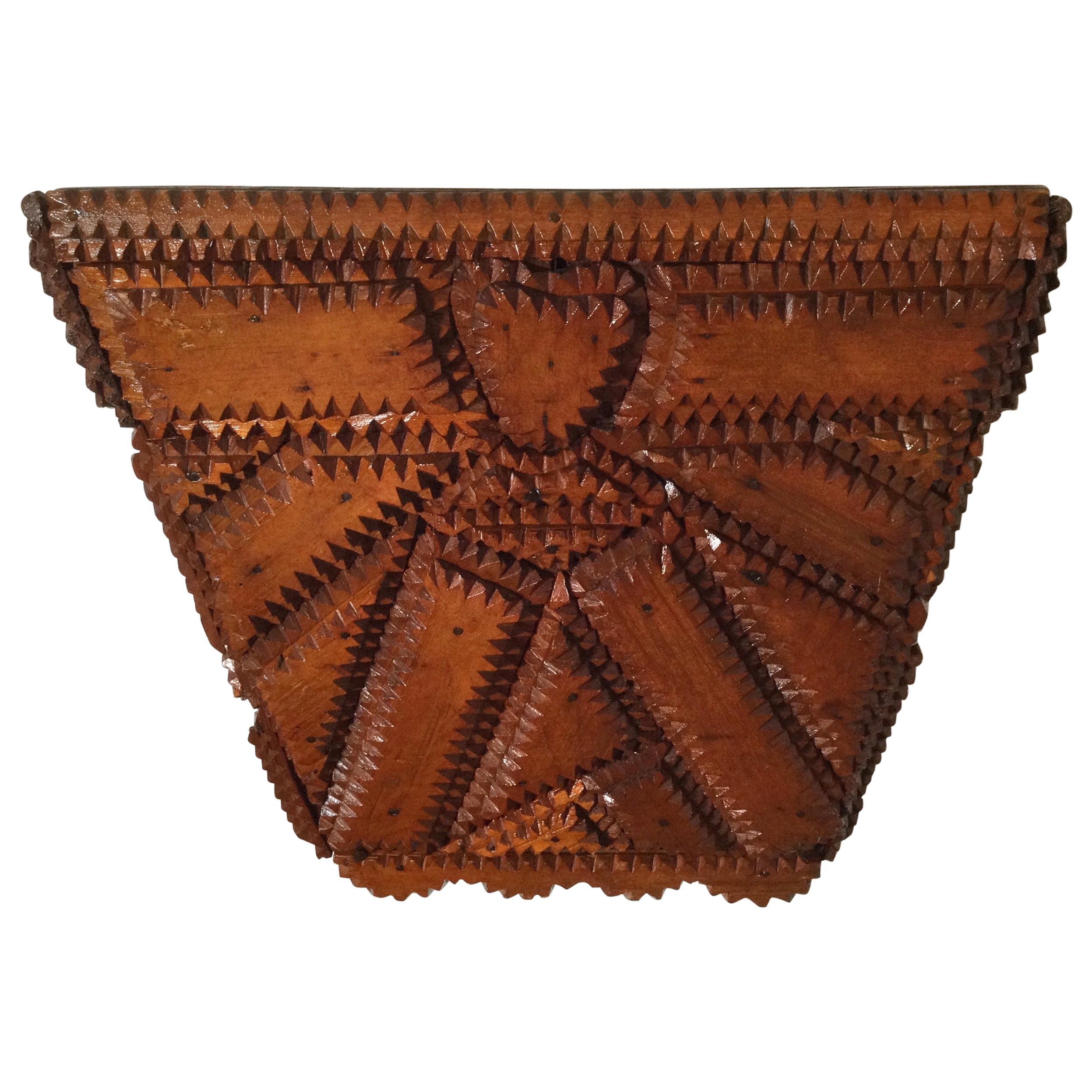 Early 1900s Handcrafted Wooden Tramp Art Picture Frame at 1stDibs