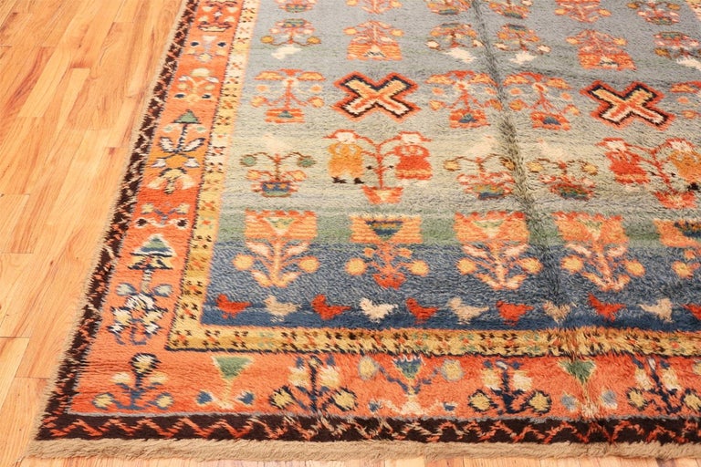 Folk Art Vintage German Shag Rug. Size: 7 ft 10 in x 11 ft (2.39 m x 3. ...
