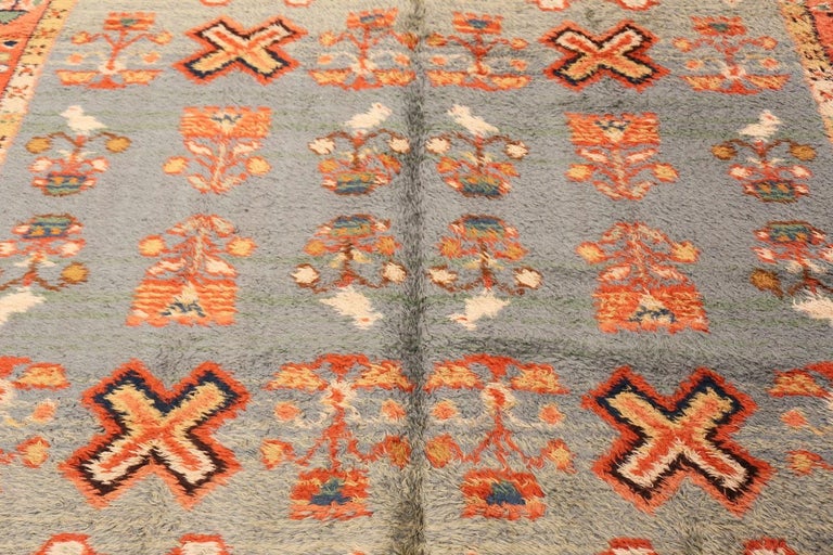 Folk Art Vintage German Shag Rug. Size: 7 ft 10 in x 11 ft (2.39 m x 3. ...