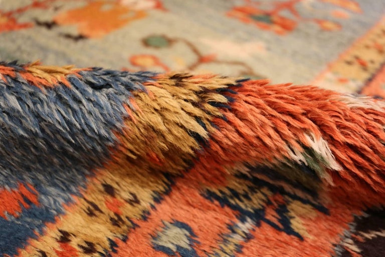 Folk Art Vintage German Shag Rug. Size: 7 ft 10 in x 11 ft (2.39 m x 3. ...