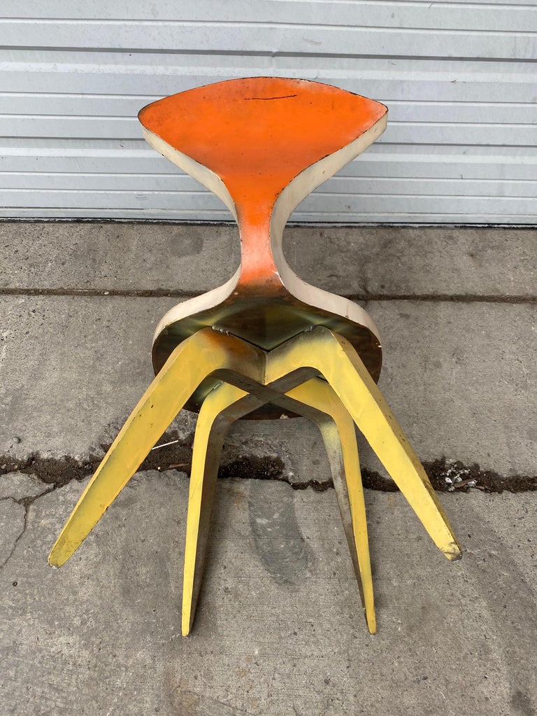 Folk Art Welded Steel Chair Handmade /Designed in the Manner of Norman ...